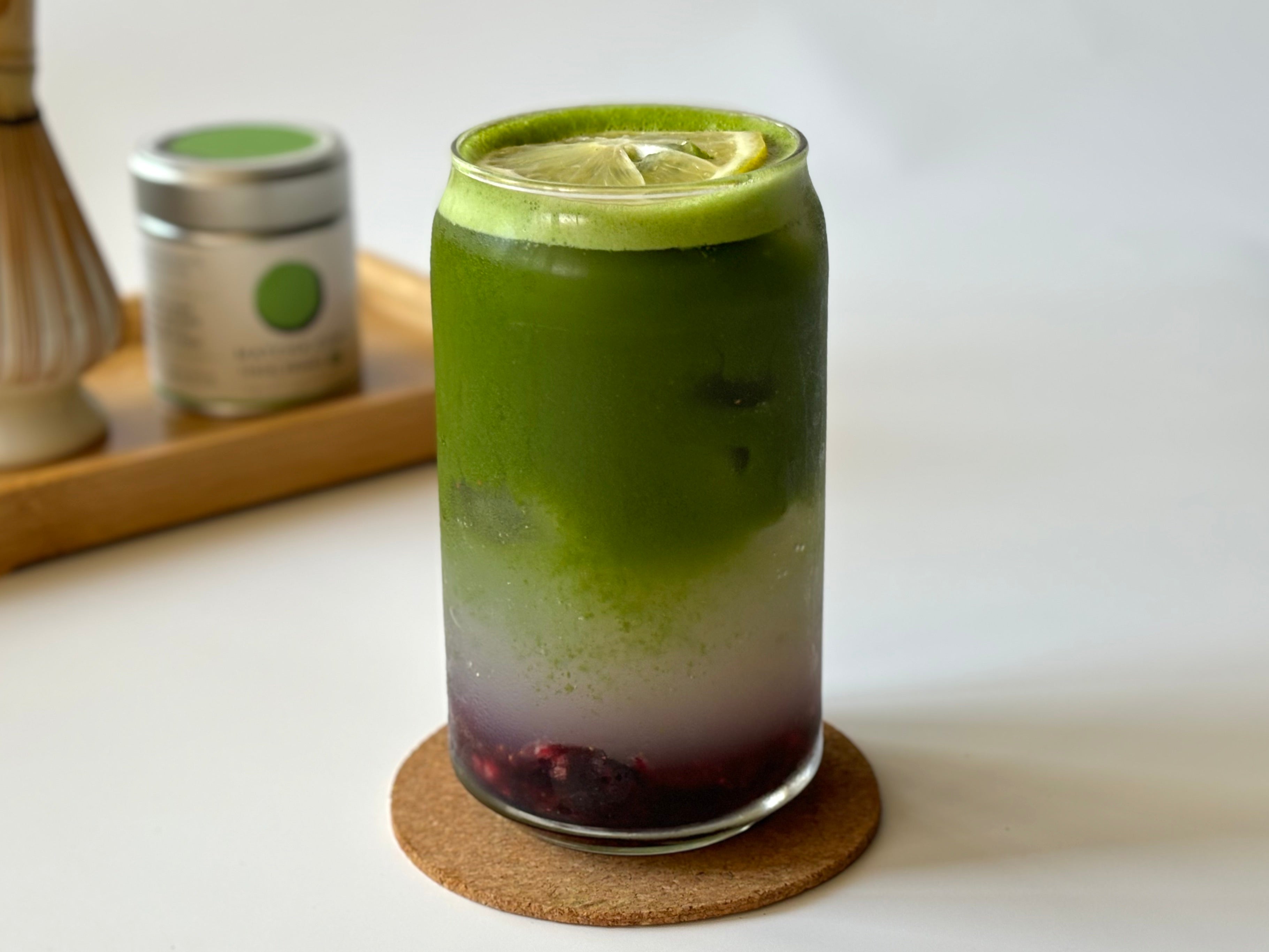 Blueberry Lemon Matcha Fizz Drink