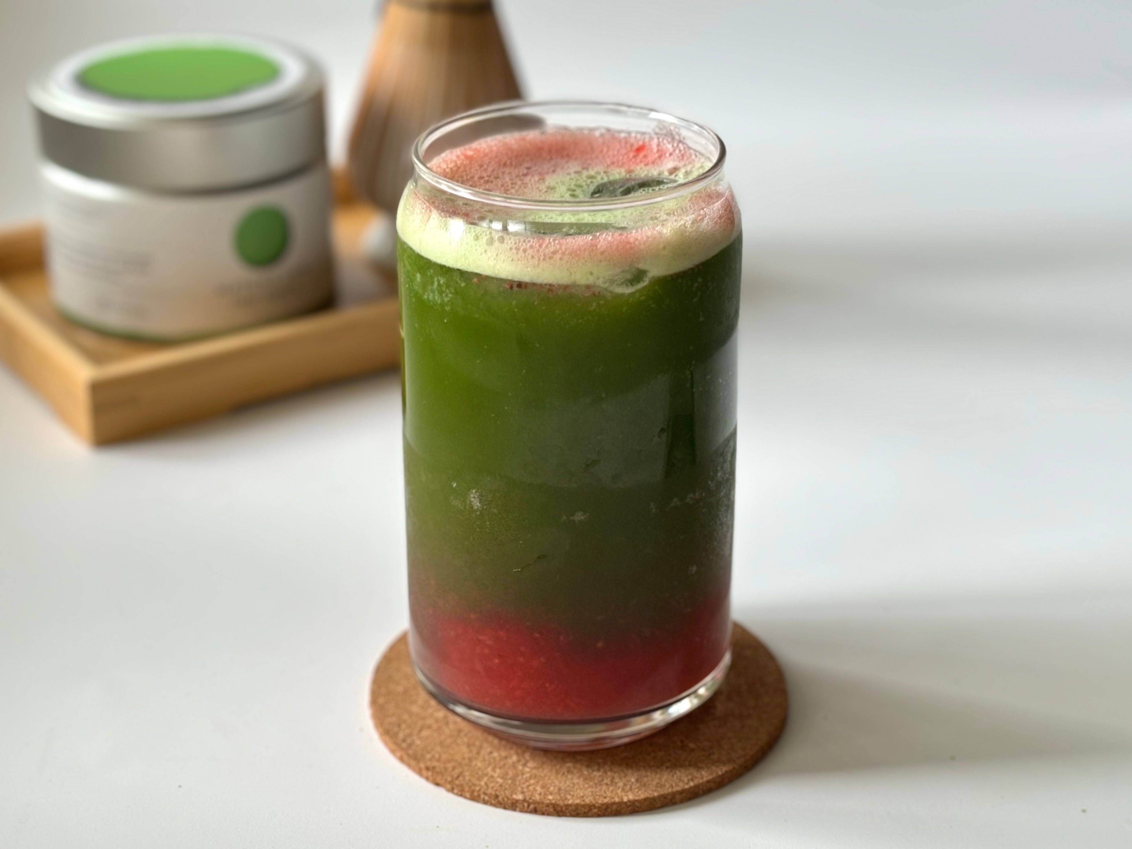 Strawberry Matcha Smashed Iced Tea